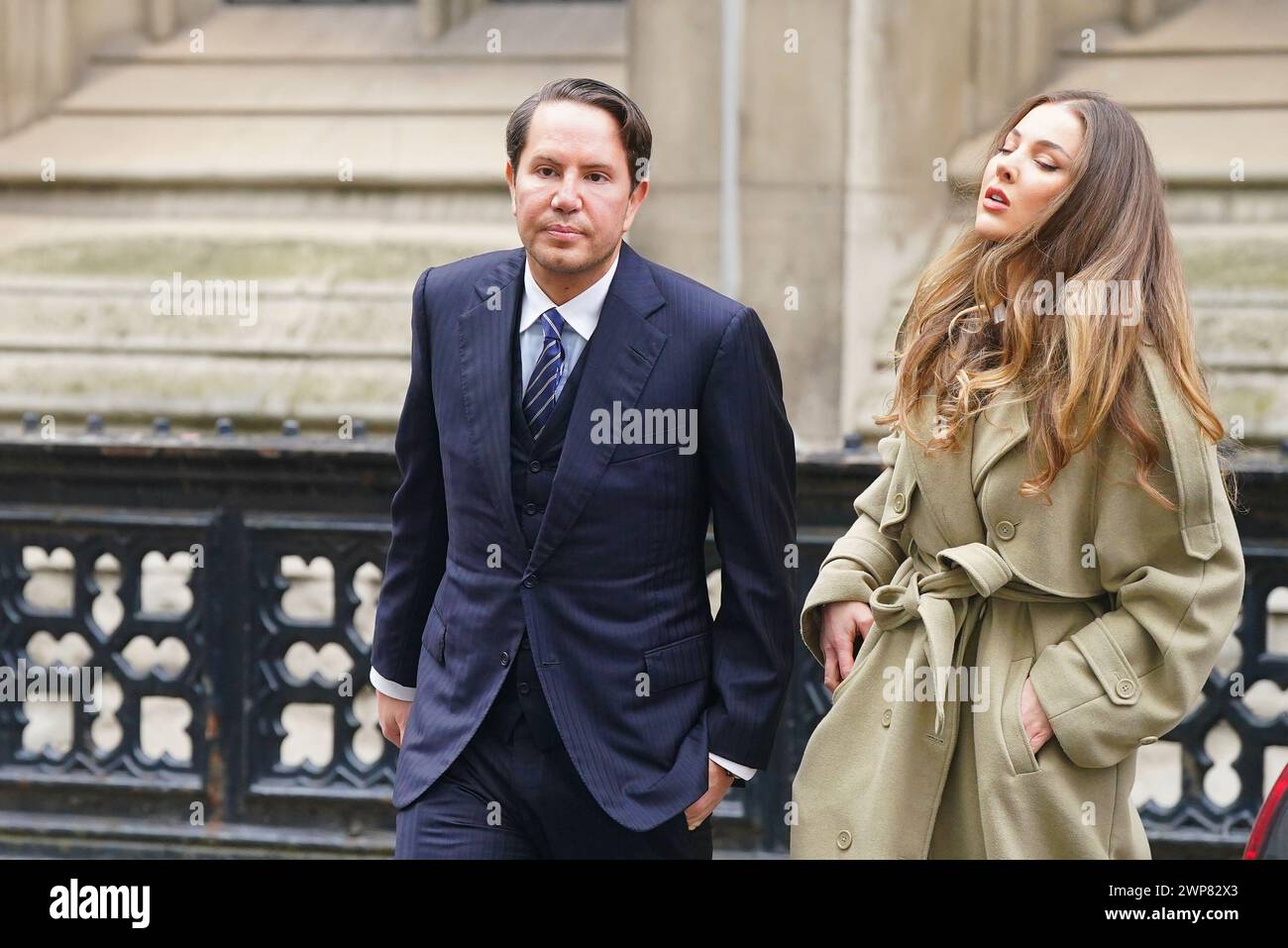 James Stunt arrives with Helena Robinson, at the Rolls Building, in ...