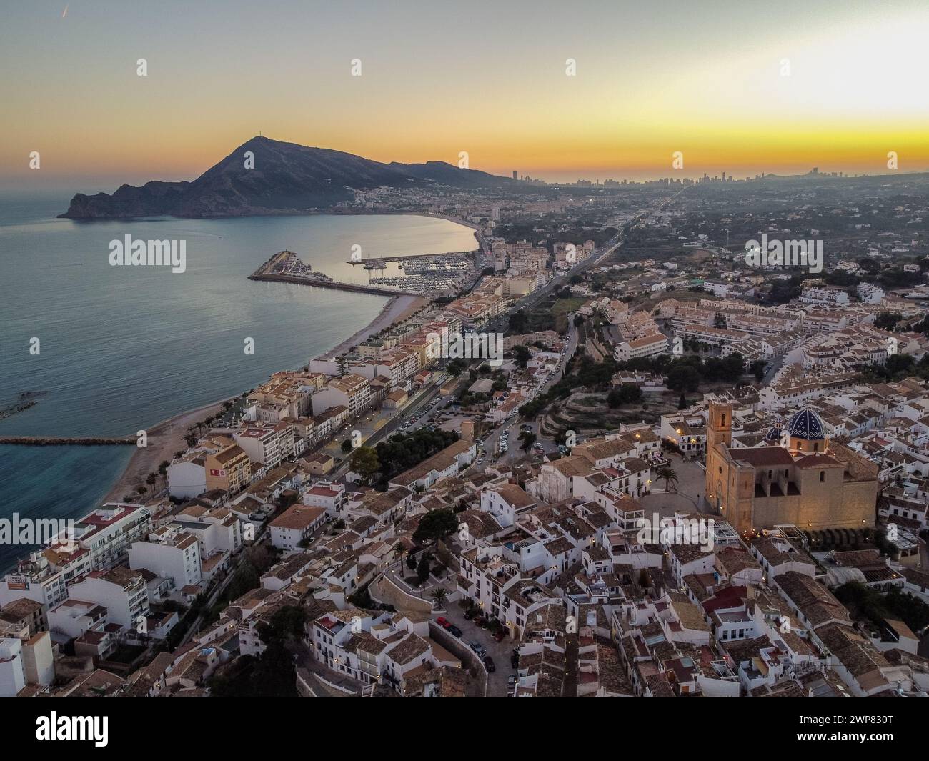 Aerial view serene coastal sunset hi-res stock photography and images ...