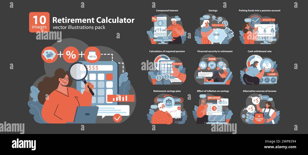 Pension calculator Stock Vector Images - Alamy