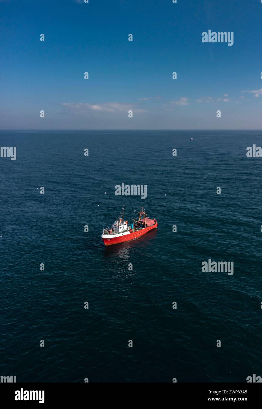 Drone view fishing boat sailing hi-res stock photography and images - Alamy