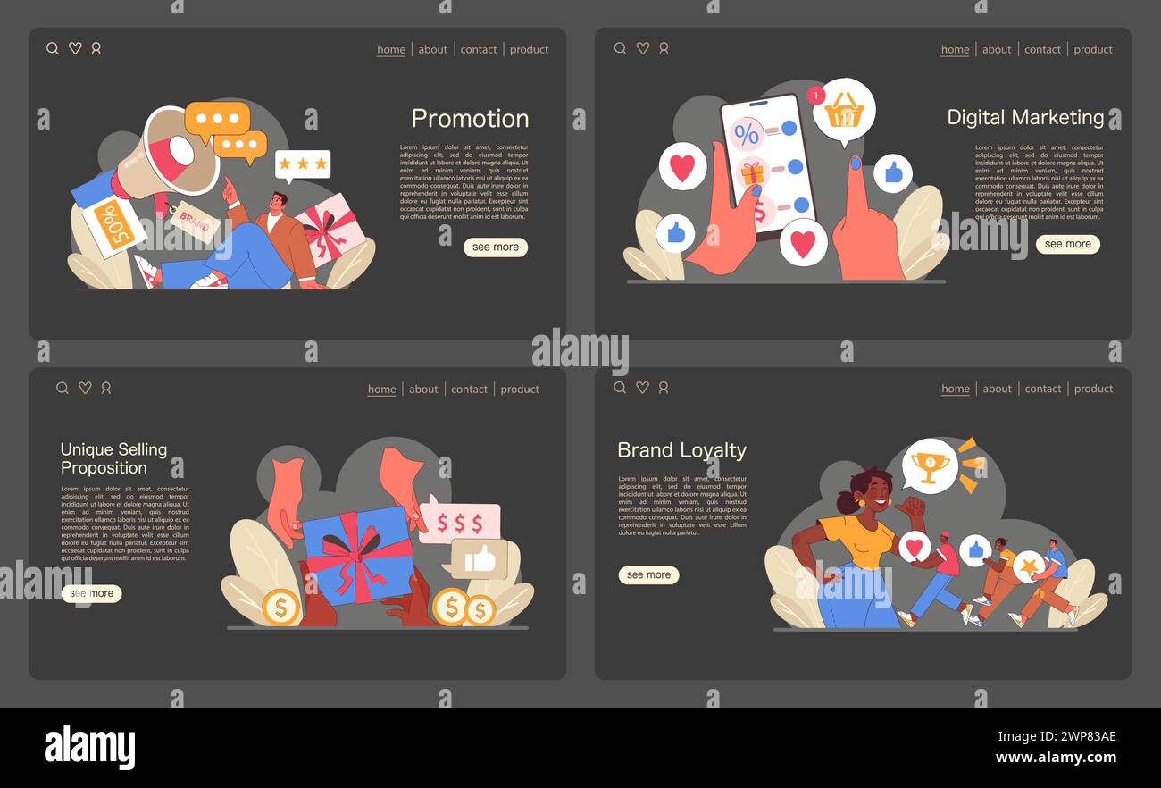 Promotion set. Exploring marketing strategies and advertising tools ...