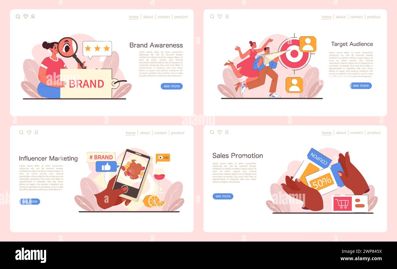 Promotion set. Exploring marketing strategies and advertising tools ...