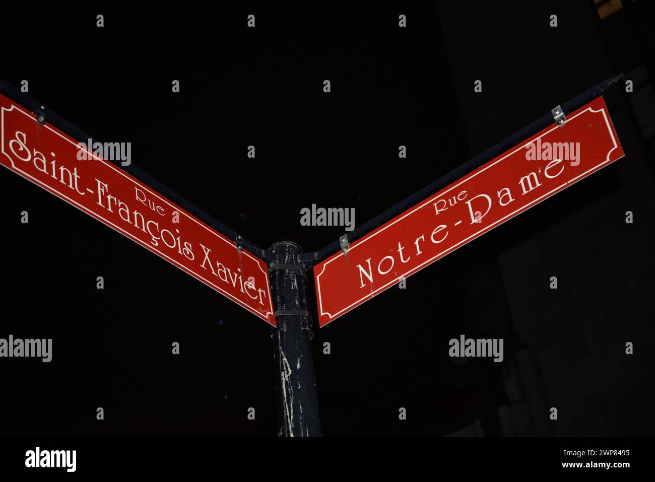 The night scenes of Historic Old Montreal, Quebec, Canada Stock Photo ...