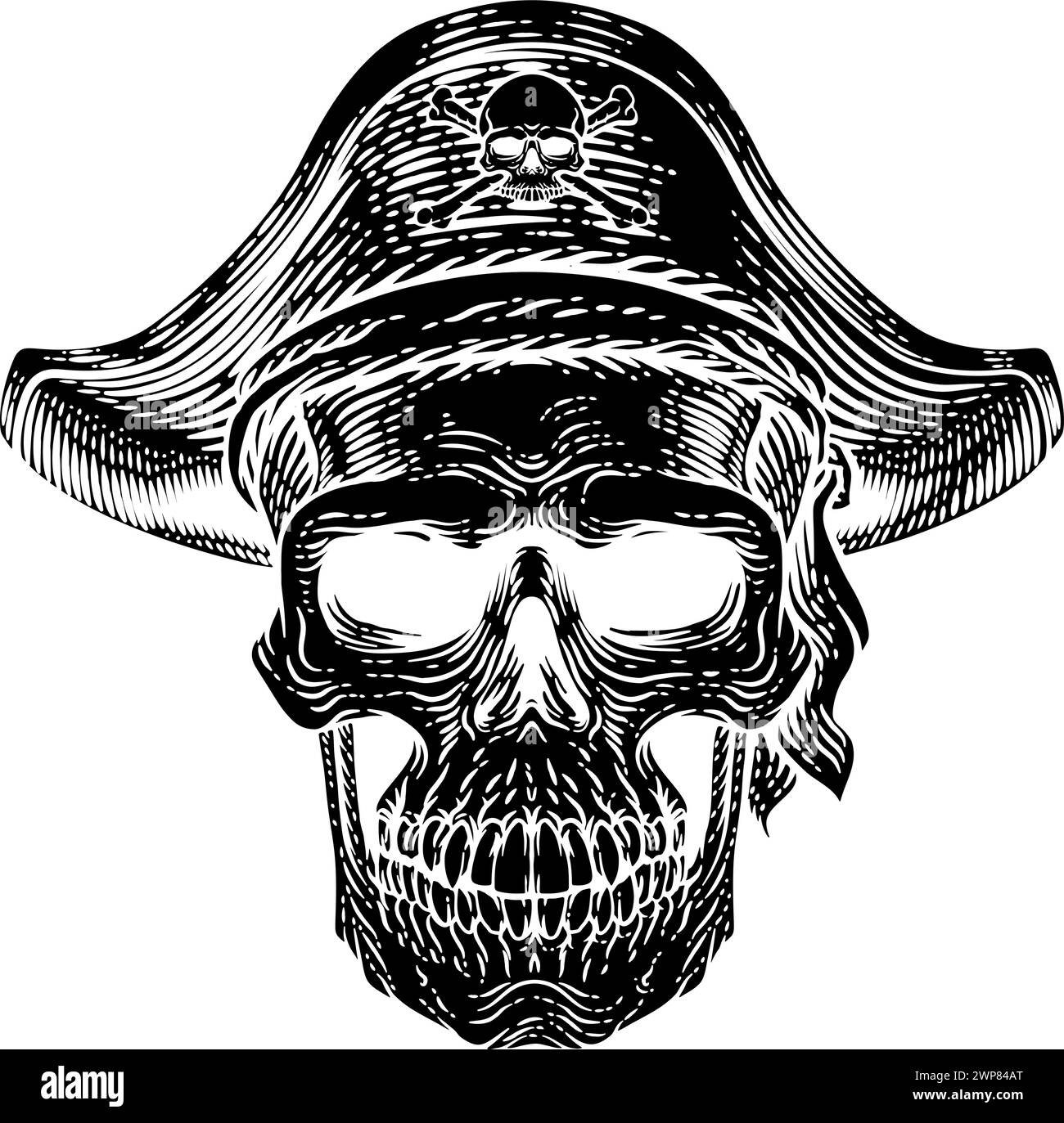 Pirate Skull Skeleton Grim Reaper Mascot Woodcut Stock Vector Image ...