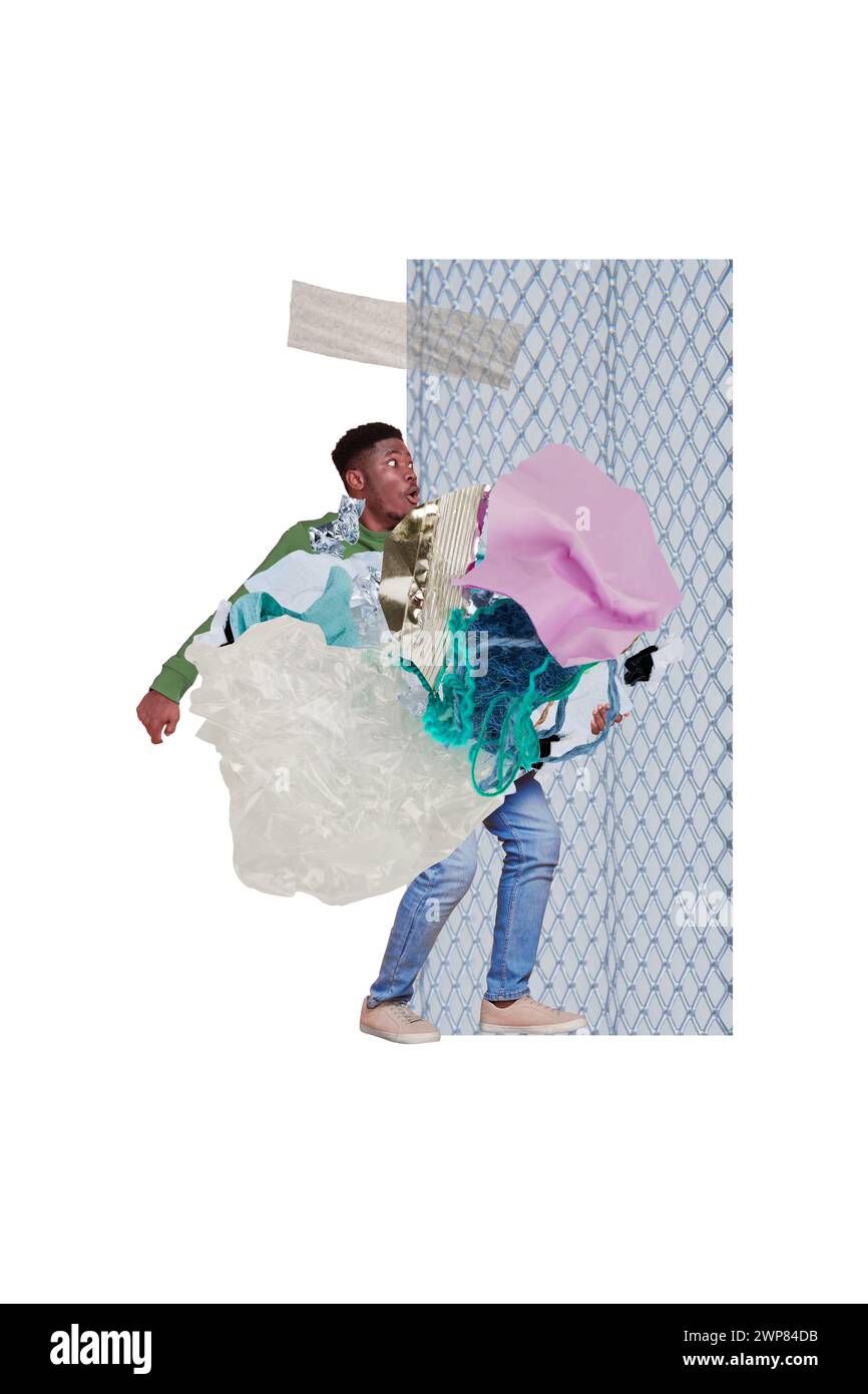 Image drawing picture of guy full with trash ecological nature problem ...