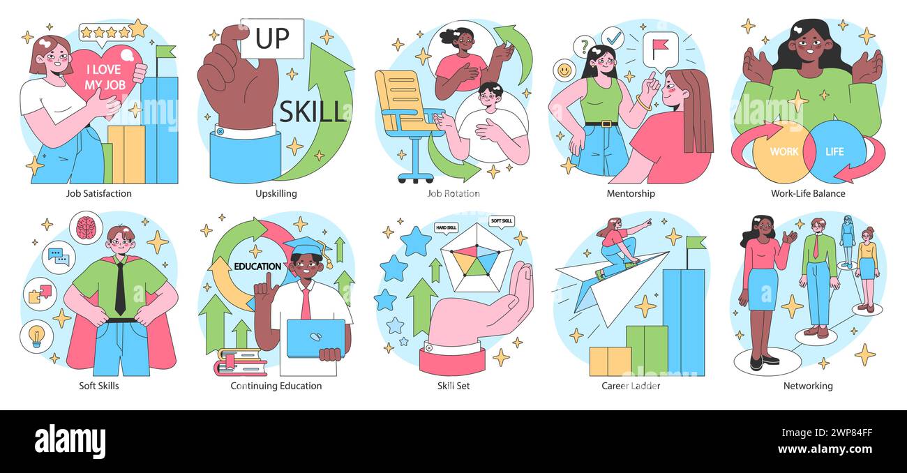 Professional growth set. Pathways and strategies for career advancement ...