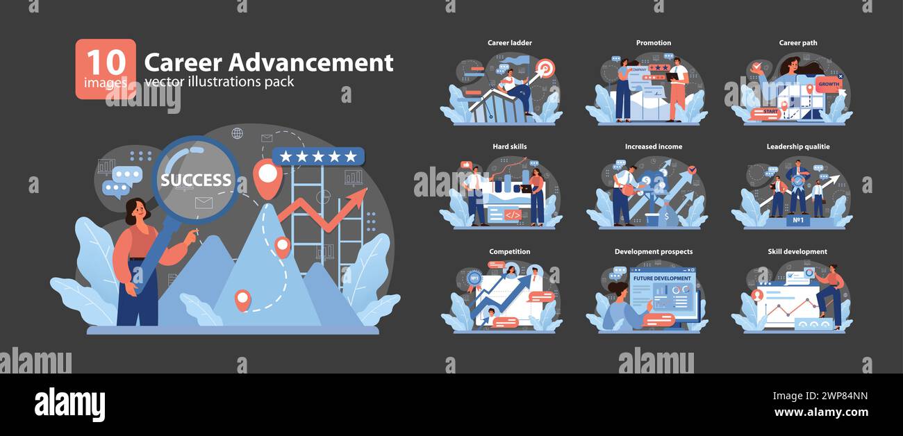 Career Advancement set explores professional growth, showcasing ...