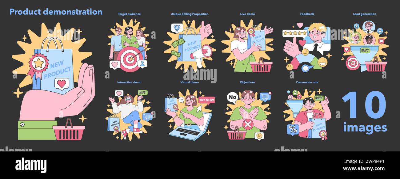 Product Demonstration set. Engaging presentations showcasing new ...