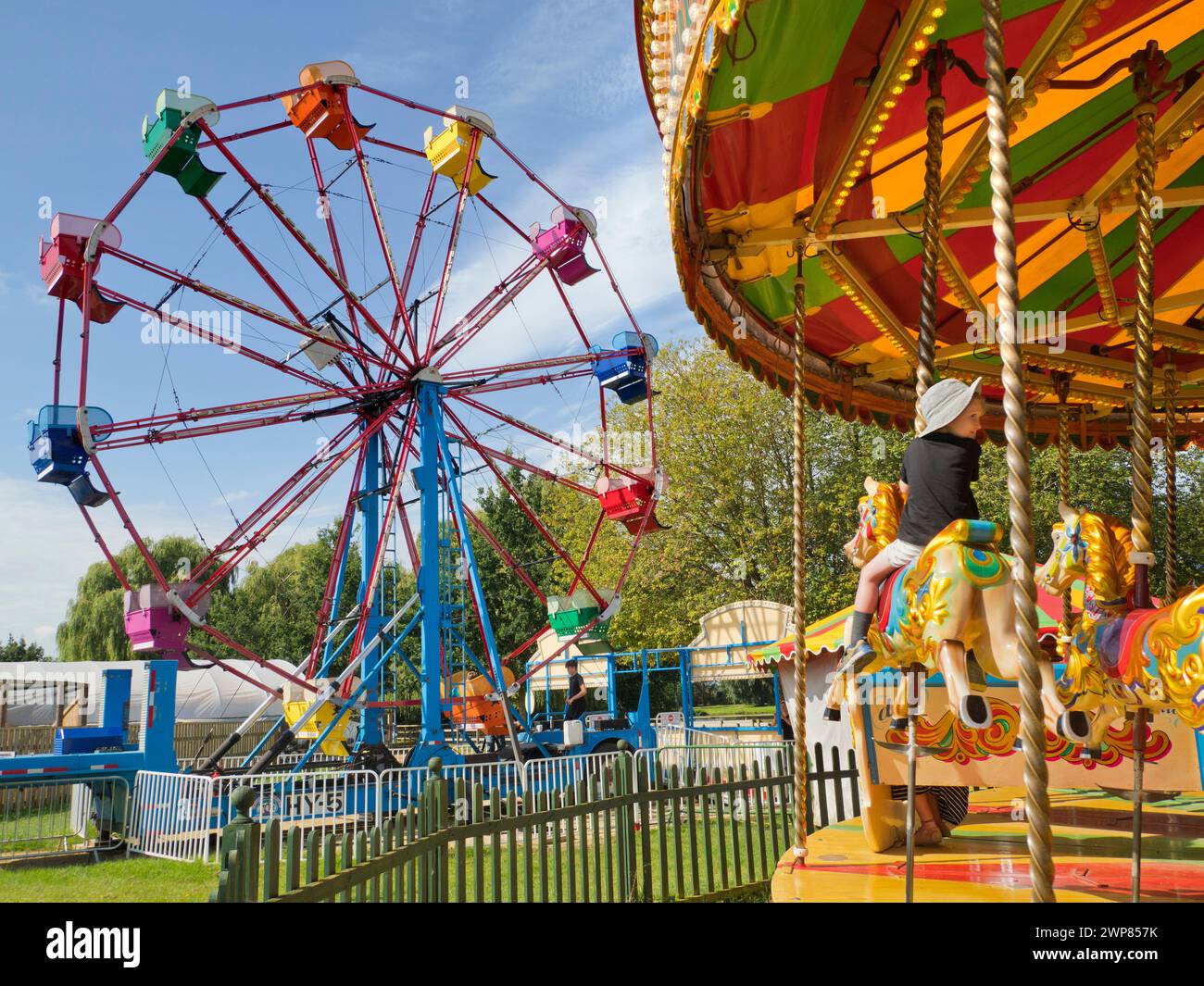 A traditional merry-go-round in Millets Farm in Frilford, Oxfordshire ...