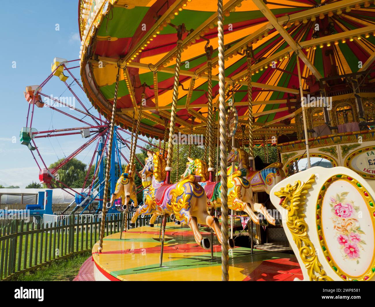 A traditional merry-go-round in Millets Farm in Frilford, Oxfordshire ...
