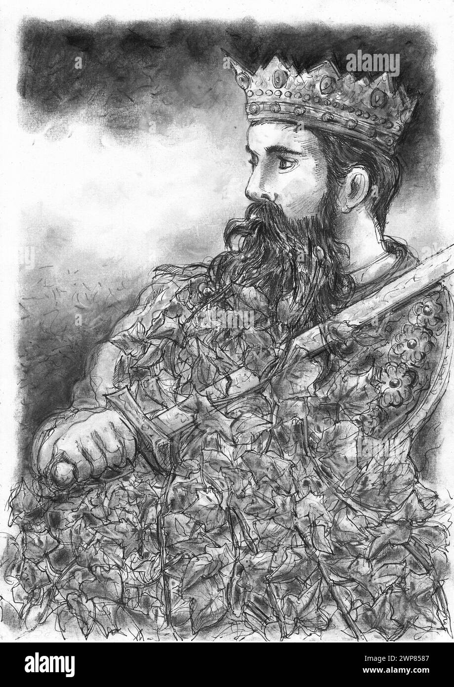 Pencil sketch of king hi-res stock photography and images - Alamy