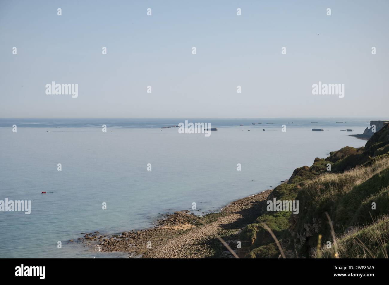 Landscape Longues Sur Mer in Normandy. In the distance you can see the ...