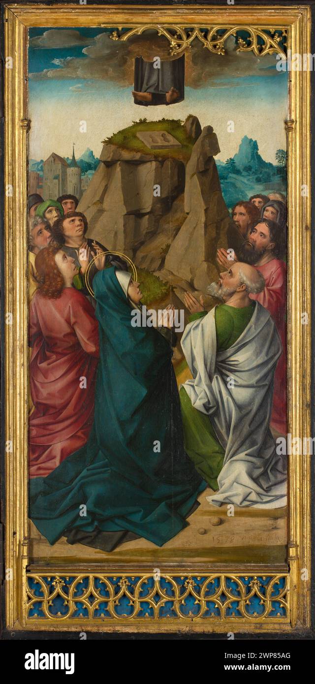 Around 1500 polyptych by Colijn DE Coter depicting the Crucifixion with ...