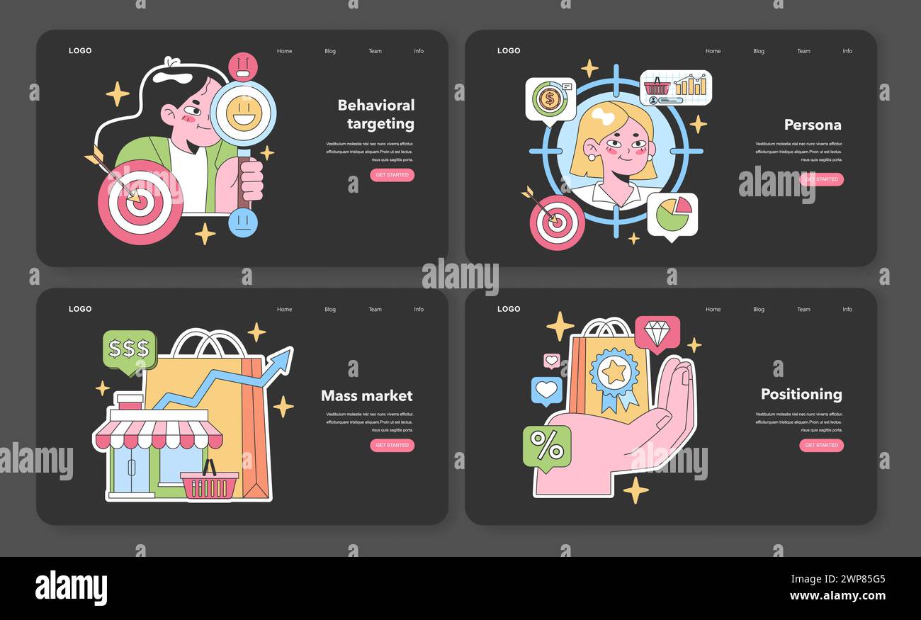 Marketing Strategies Set Man Aiming At Target Woman Planning Persona