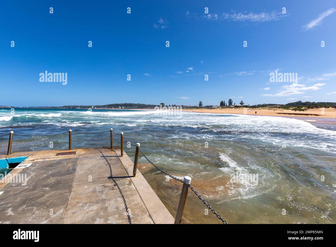 View of Narrabeen beach and headland from Narrabeen beach ocean ...