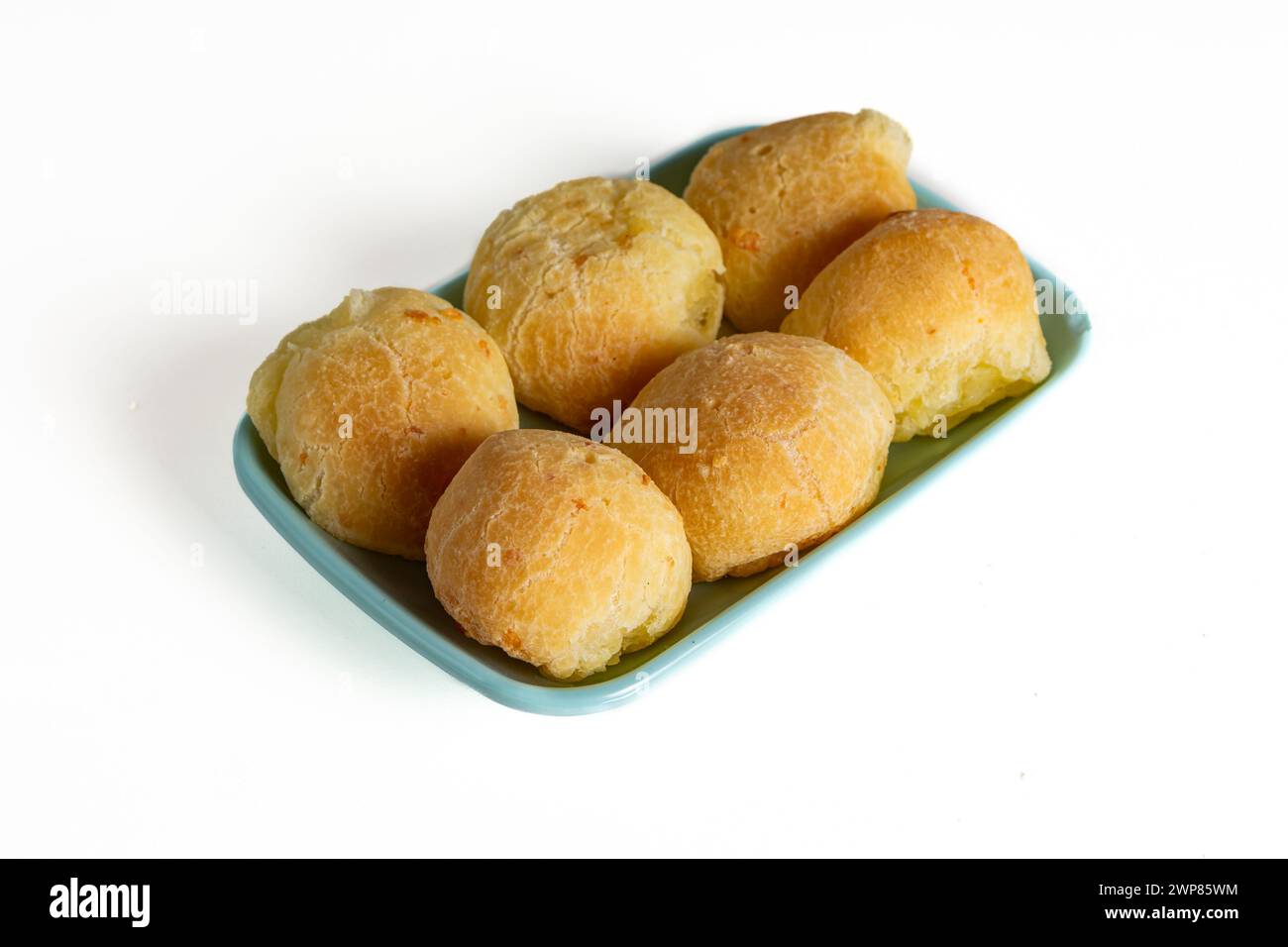 A closeup of Brazilian poo de queijo also known as cheese buns on a ...