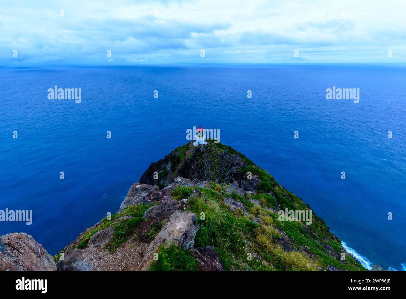 An aerial view of Makapu Point Lighthouse, Oahu, Hawaii, USA Stock ...