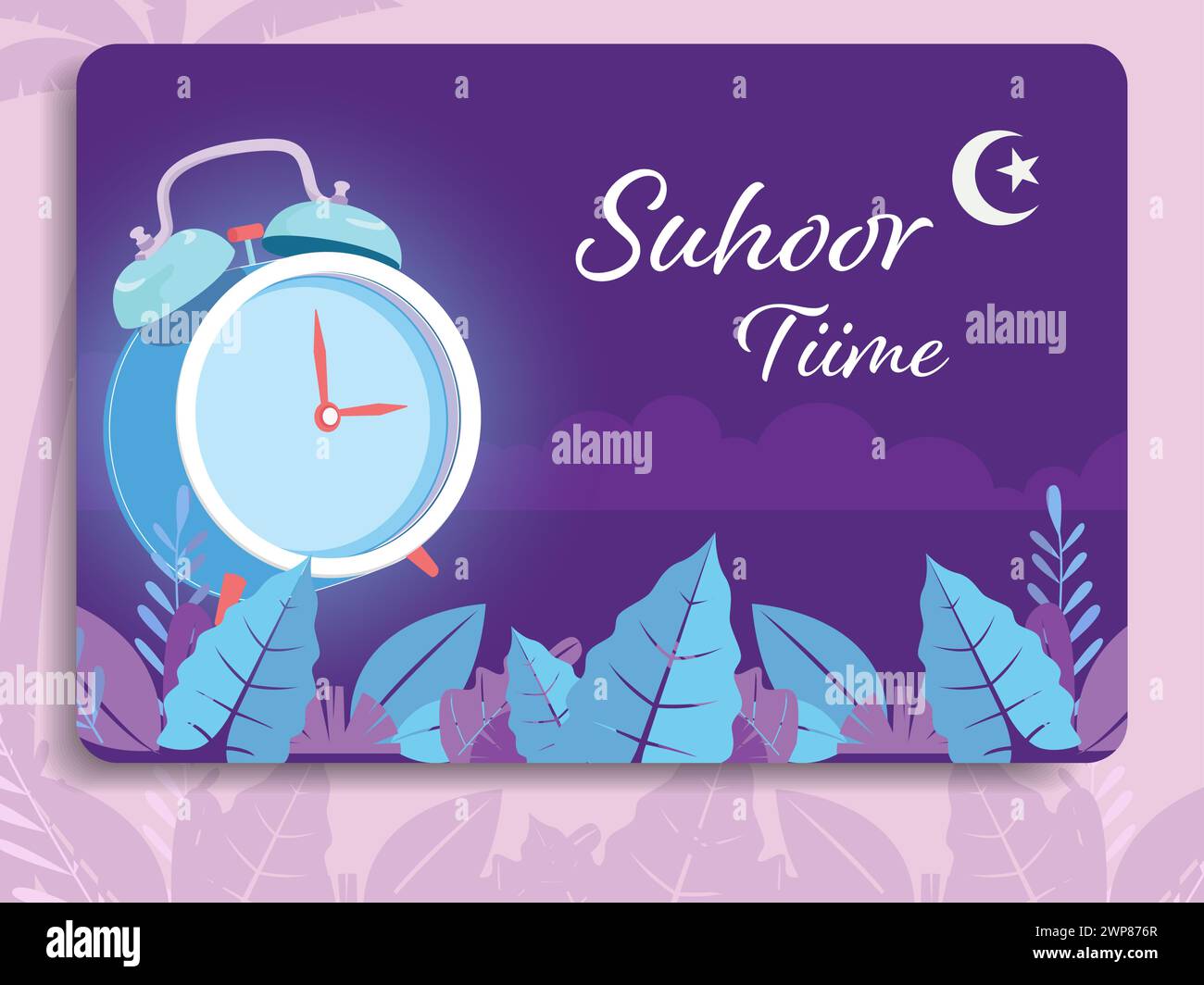 Suhoor Time in ramadhan vector illustration, eating at early morning ...