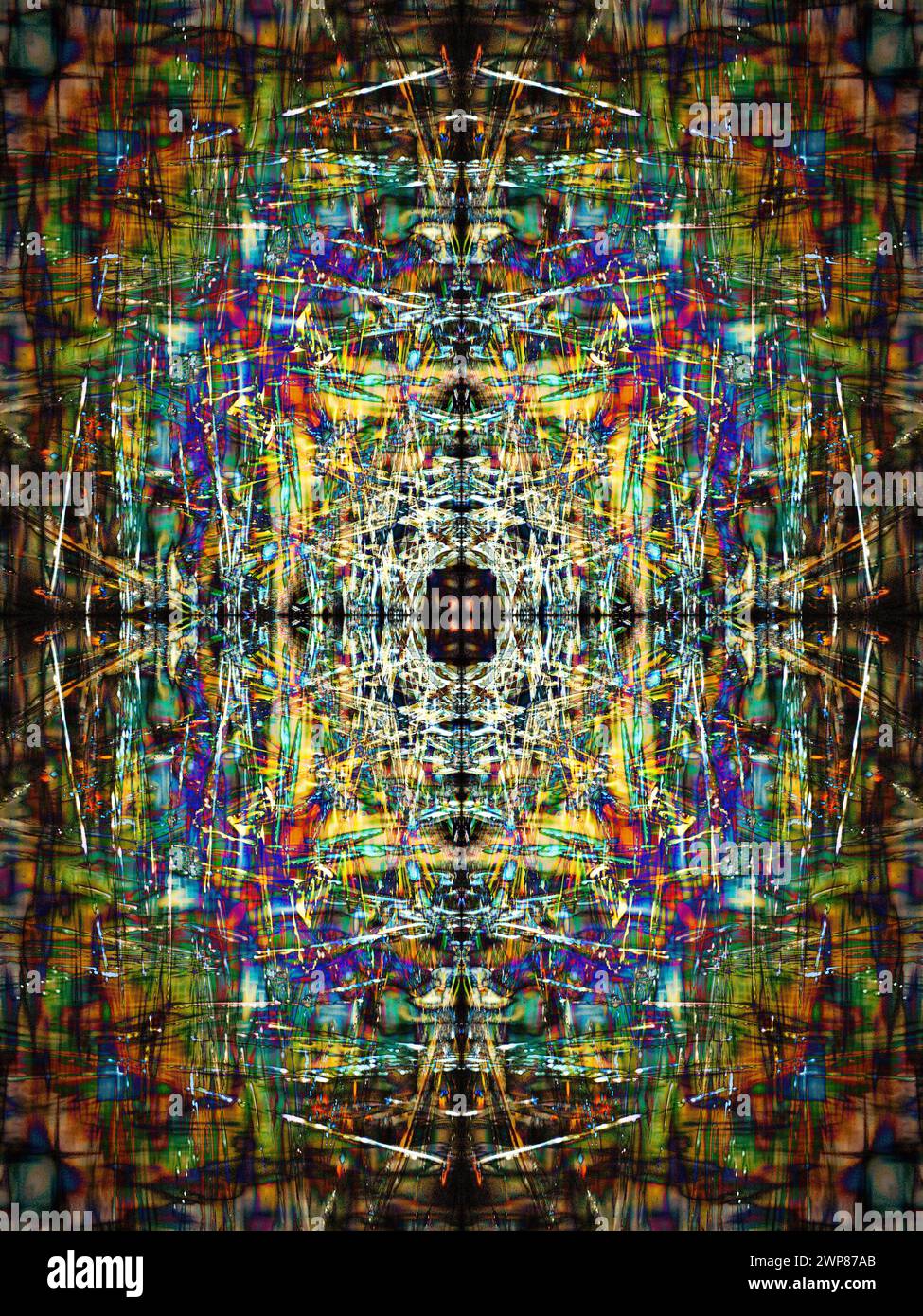 A vision of abstract beauty in nature - sun, reflection and reeds on ...