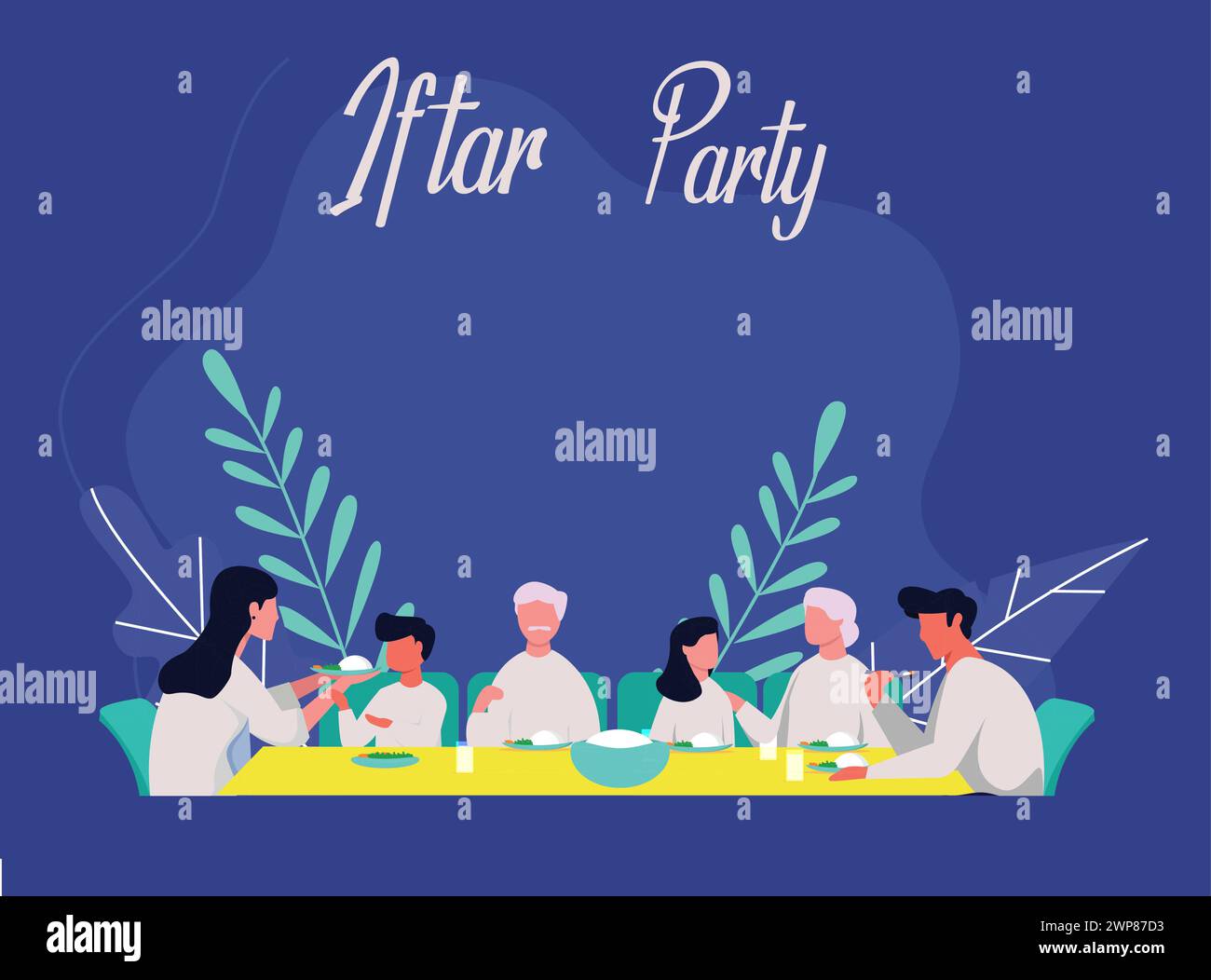 Muslim family ramadan breakfast Stock Vector Images - Alamy