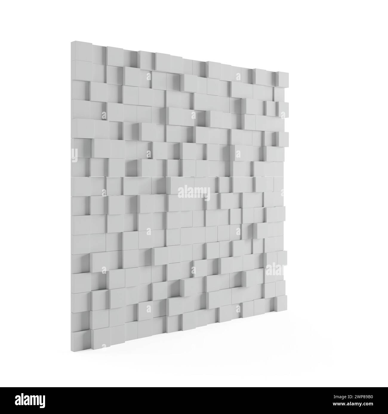 A realistic 3D render of a stone square wall with multiple smaller ...
