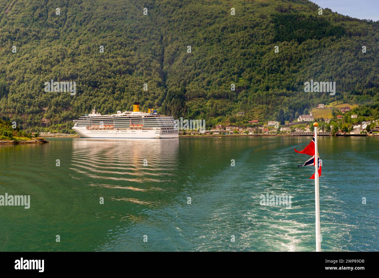 The Italian Cruise Ship,Costa Mediterranea, anchored at Geiranger in ...