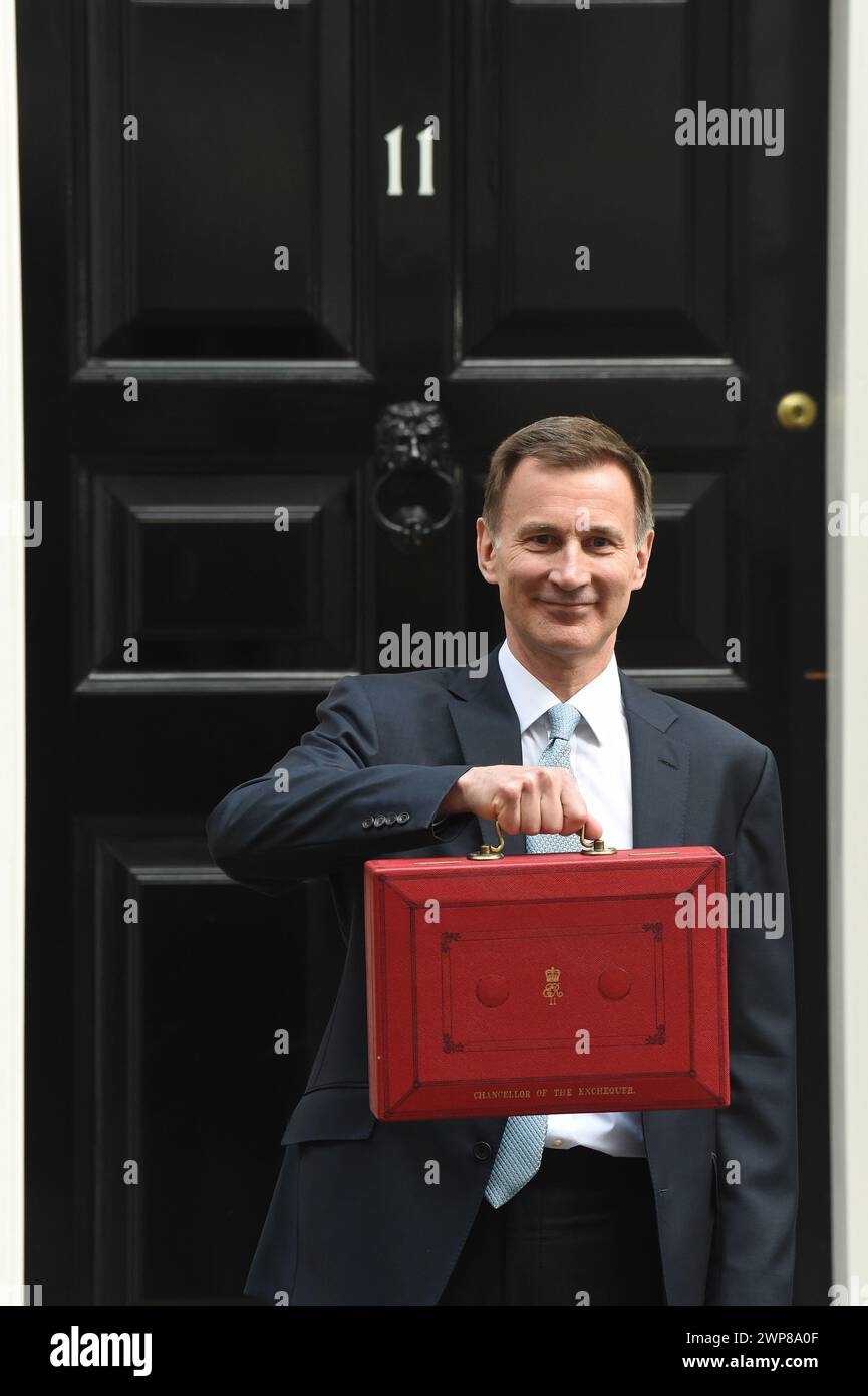 London, UK. 6th Mar, 2024. Chancellor of the Exchequer Jeremy Hunt ...