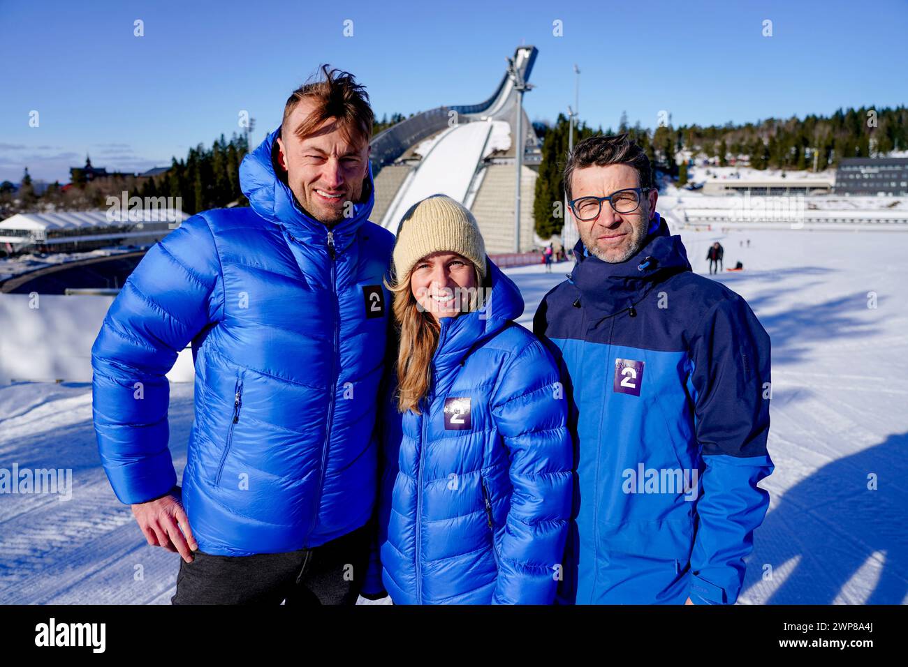 Oslo 20240306.Norwegian TV2's expert commentators Petter Northug, Tiril ...