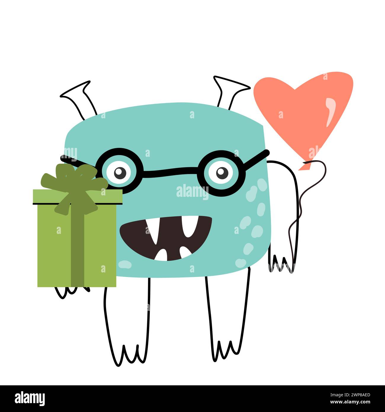 Celebration birthday cute monster for card. Vector illustration of cute ...