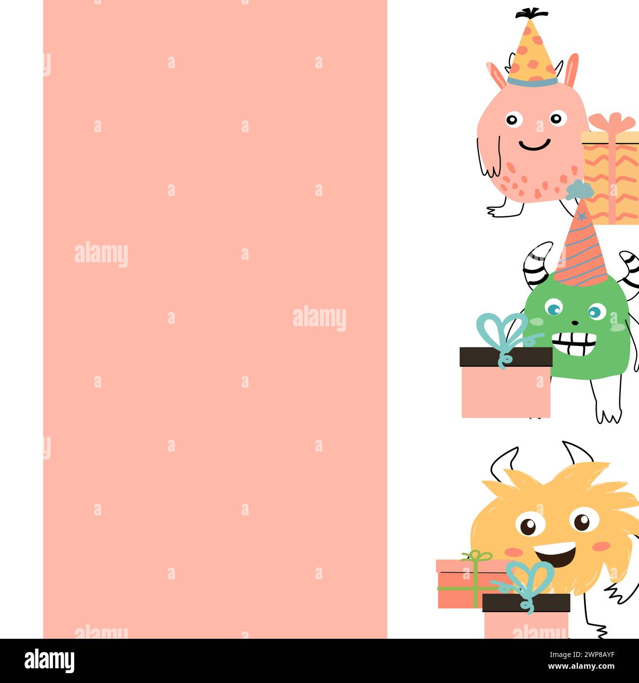 Celebration birthday monster background - card template. Vector ...