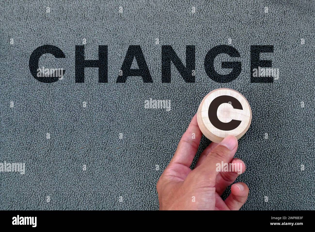 Male hand changes word hi-res stock photography and images - Alamy