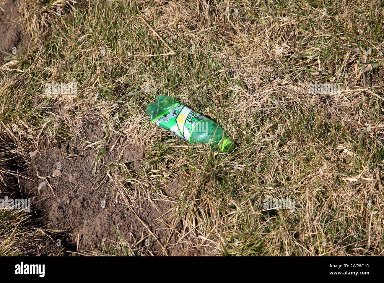 Litter in the grass along a roadside Stock Photo - Alamy
