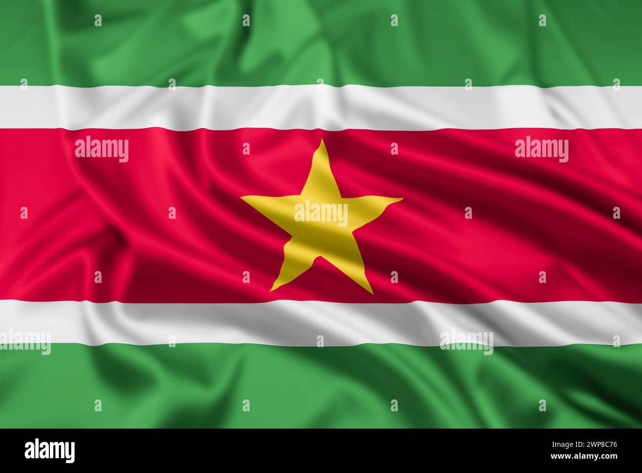 The Flag of The Republic of Suriname with a Ripple Effect Stock Photo ...