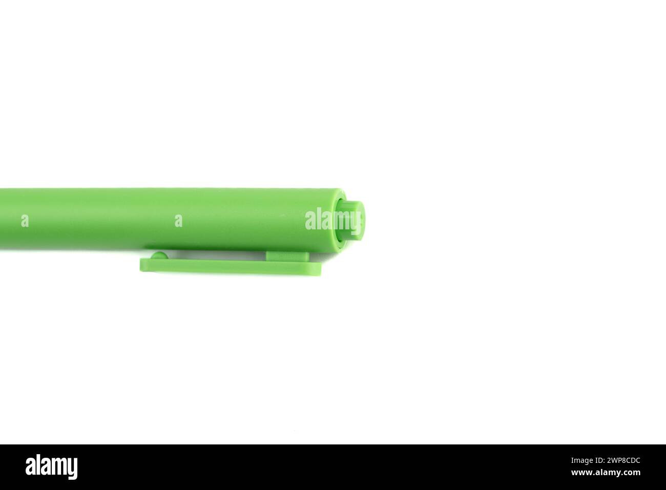 Part of a plastic ballpoint pen of the side the push button of the rod ...