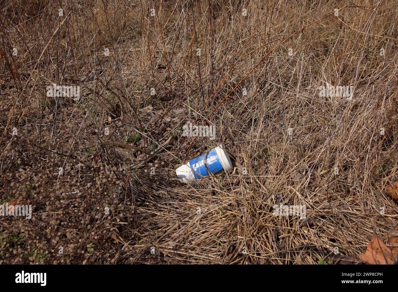 Litter in the grass along a roadside Stock Photo - Alamy