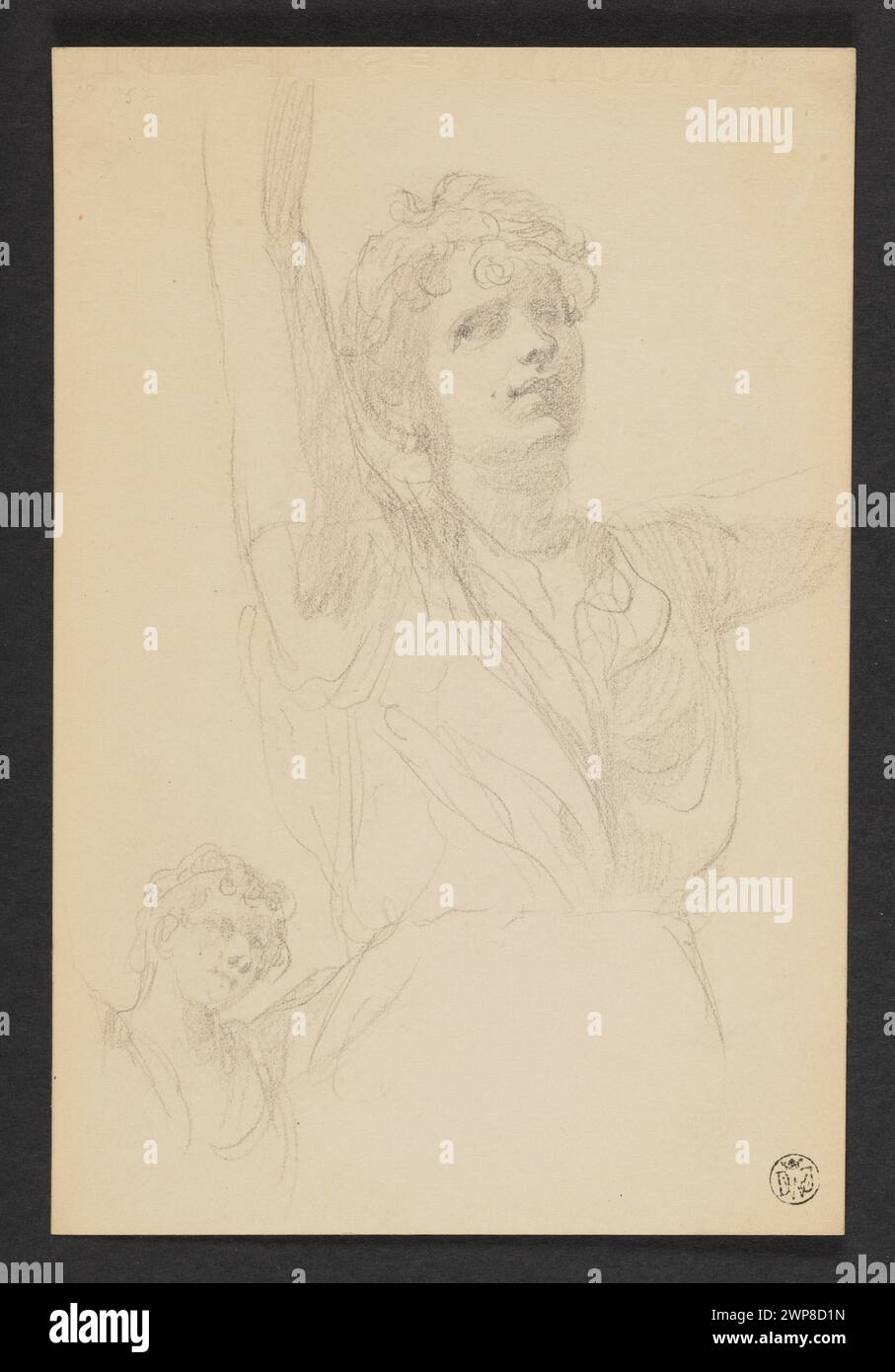 Pencil sketches by Wojciech Gerson depicting female figures with raised ...