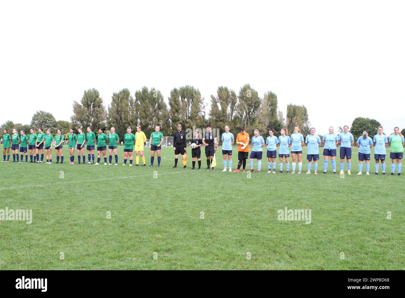 Teams line up for respect handshakes Richmond and Kew Women's FC v ...