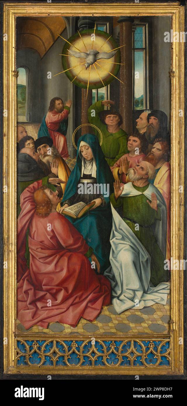Circa 1500 polyptych by Colijn DE Coter depicting Pentecost of the Holy ...