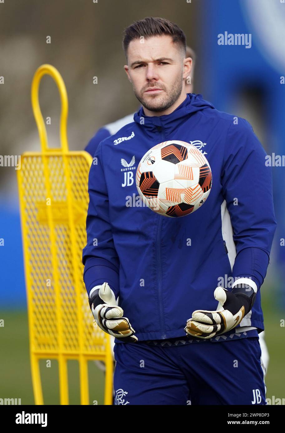Rangers goalkeeper Jack Butland during a training session at the ...