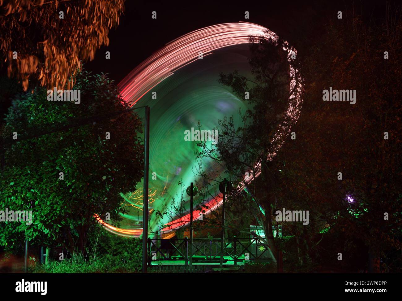 01/11/12 Rollercoaster rides at night, Thorpe Park, Chertsey, UK Stock ...