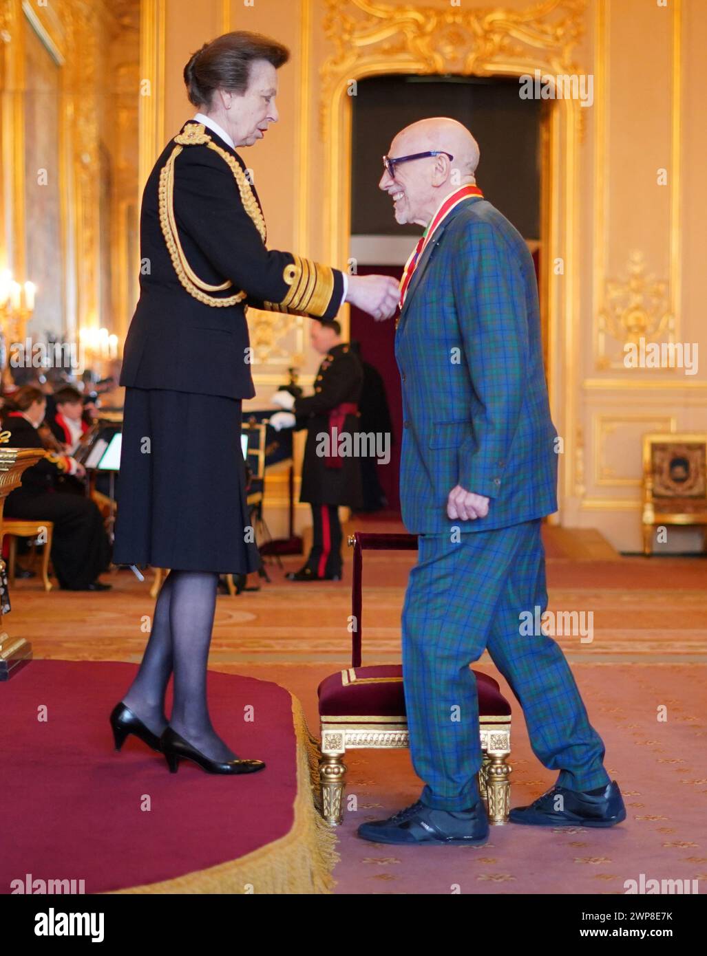 Sir Brian Clarke, from London, Artist, is made a Knight Bachelor by the Princess Royal at ...