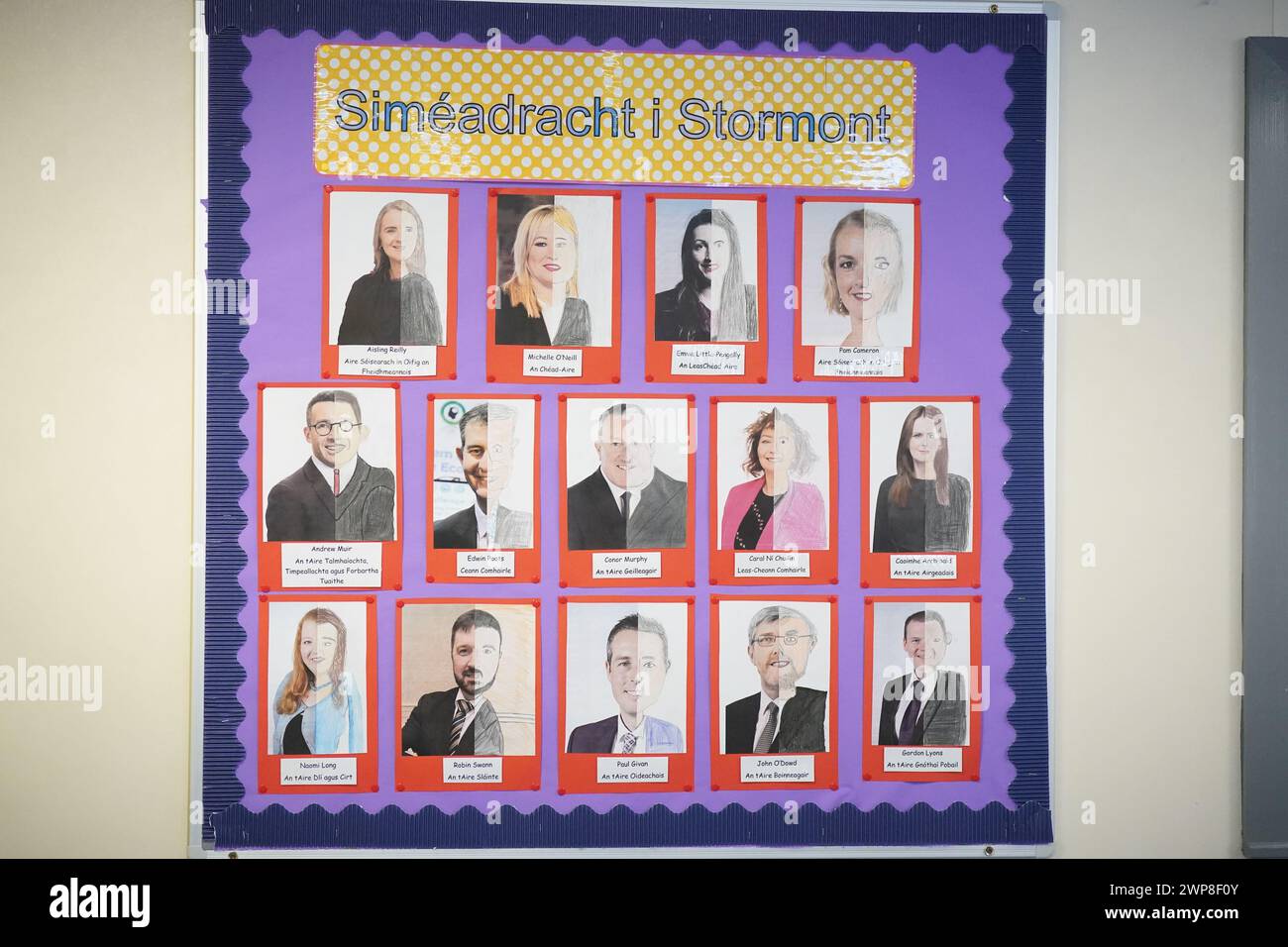 Symmetrical pictures of Stormont Executive ministers drawn by primary 7 ...
