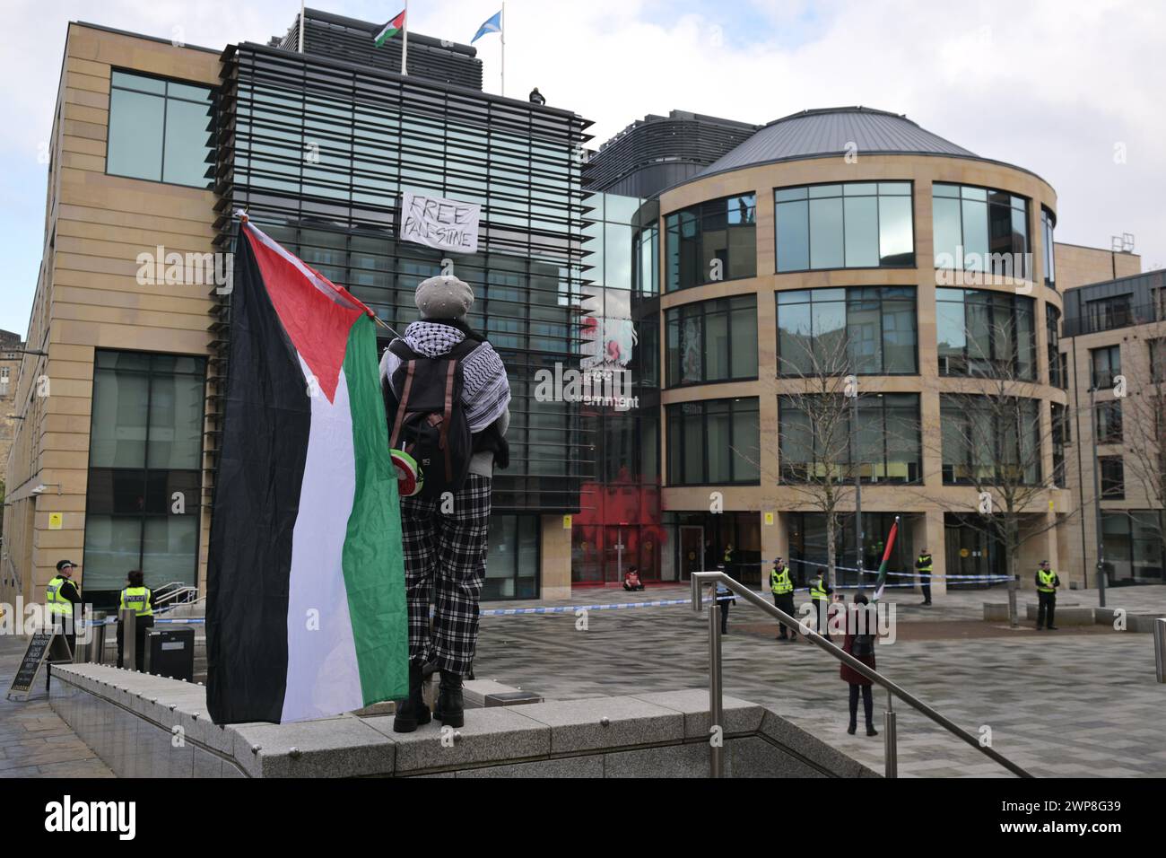 Edinburgh Scotland, UK 06 March 2024. Protesters at UK Government Hub ...