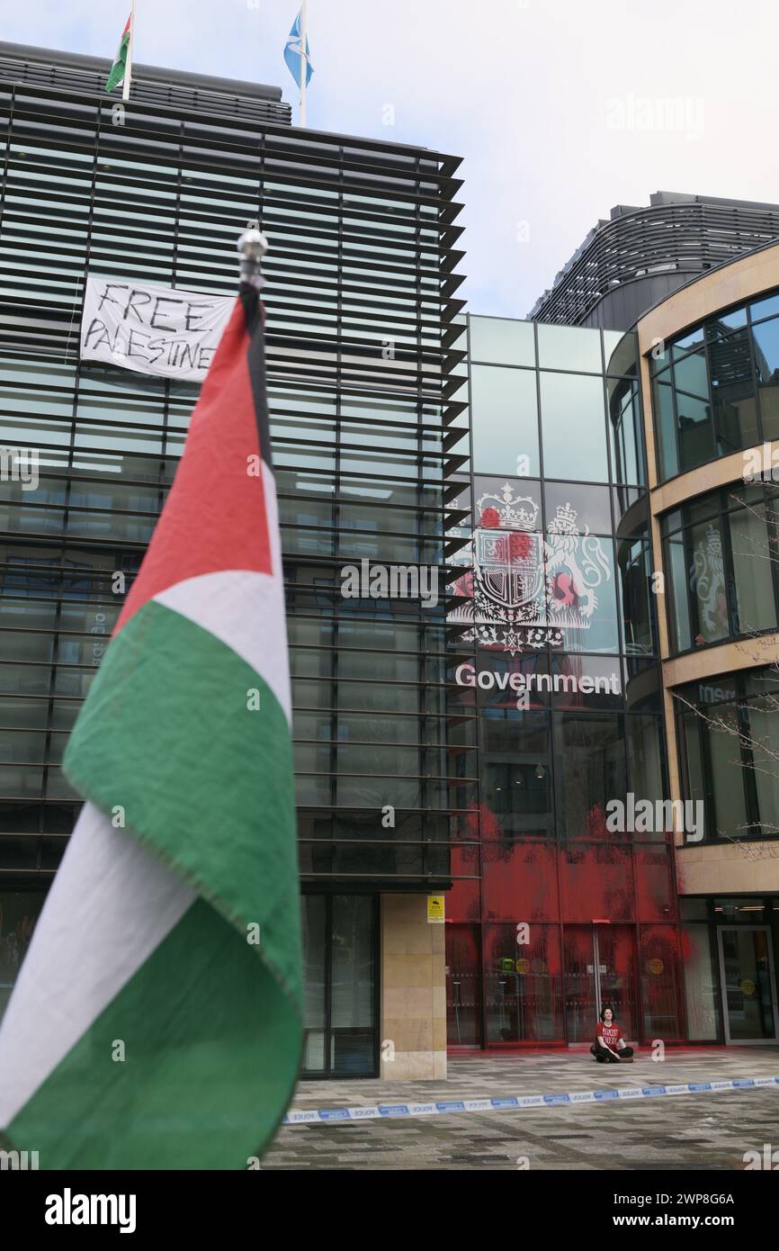Edinburgh Scotland, UK 06 March 2024. Protesters at UK Government Hub ...