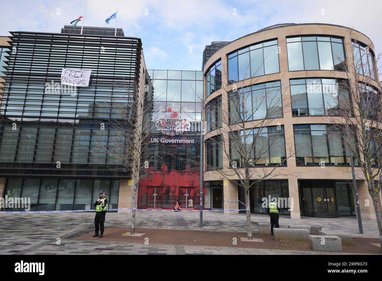 Edinburgh Scotland, UK 06 March 2024. Protesters at UK Government Hub ...