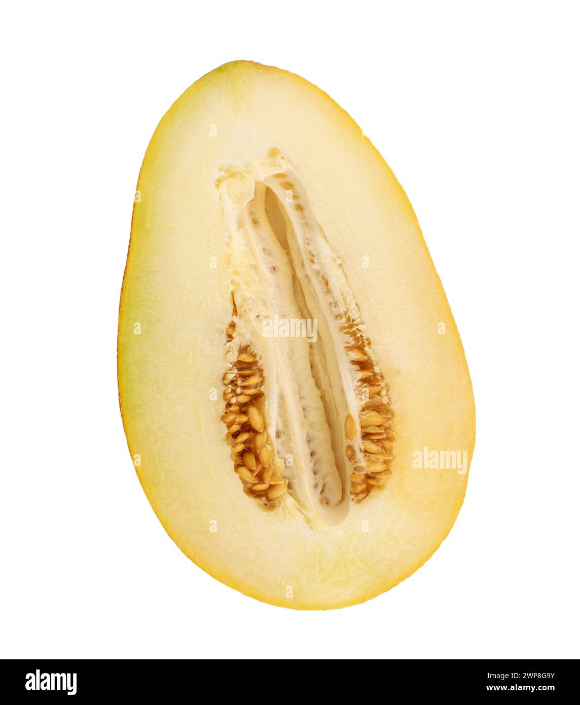 One half of sweet melon, macro, isolated on white background Stock ...