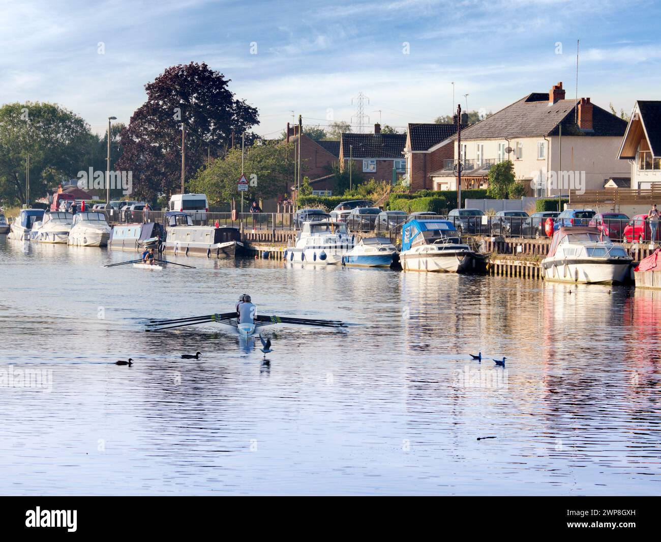 Rowing teams on the Thames at Abingdon, just headed towards the town's ...