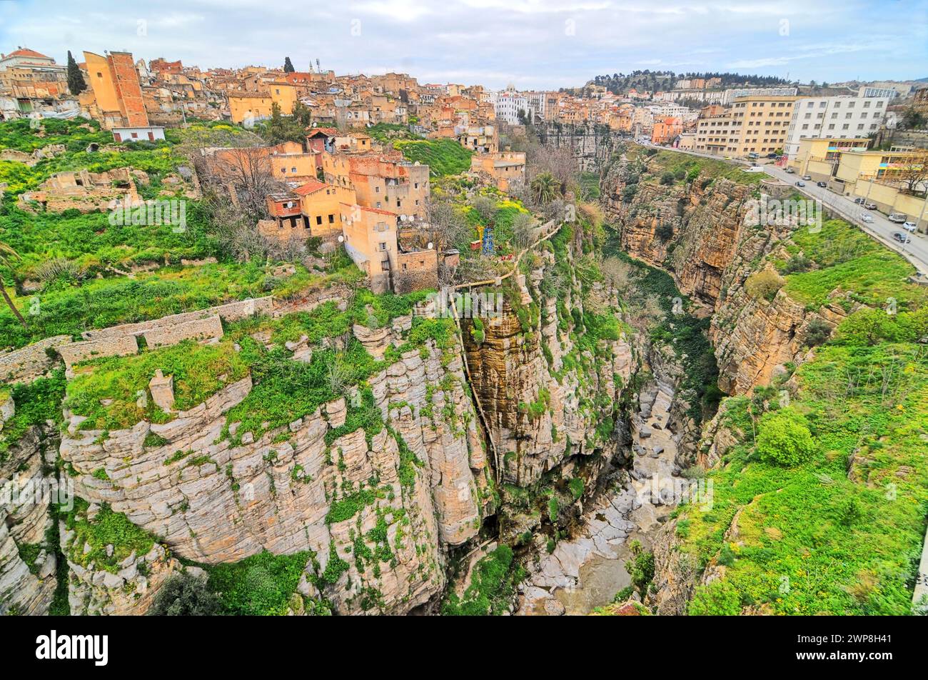 Panorama of the Algerian city of Constantine located on a hill Stock ...
