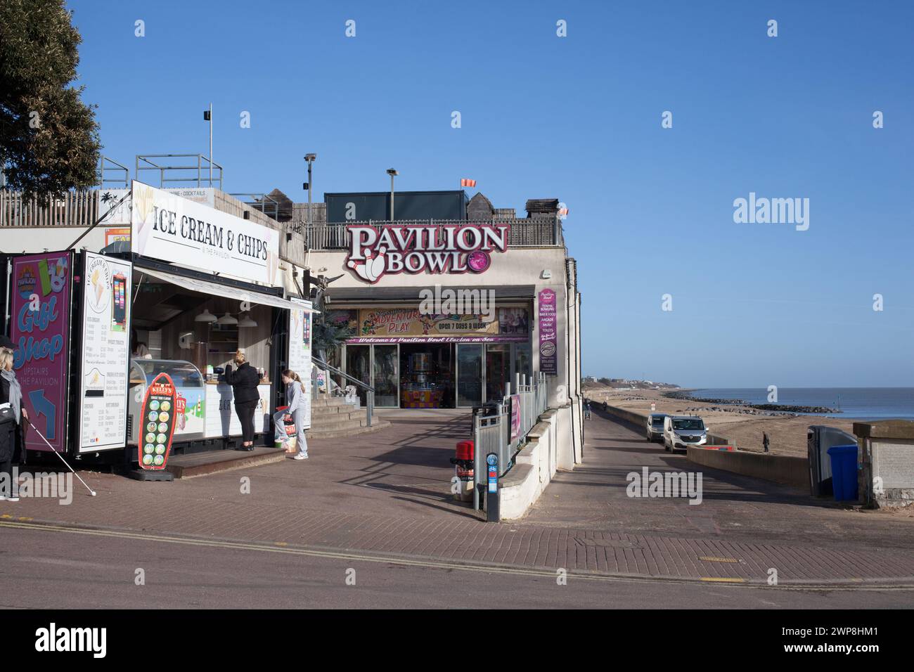 Views of the Pavilion Bowl and an ice cream kiosk in Clacton on sea in ...