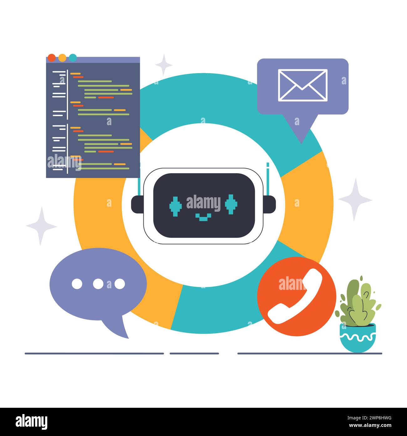 Omnichannel concept. A centralized chatbot facilitates seamless ...